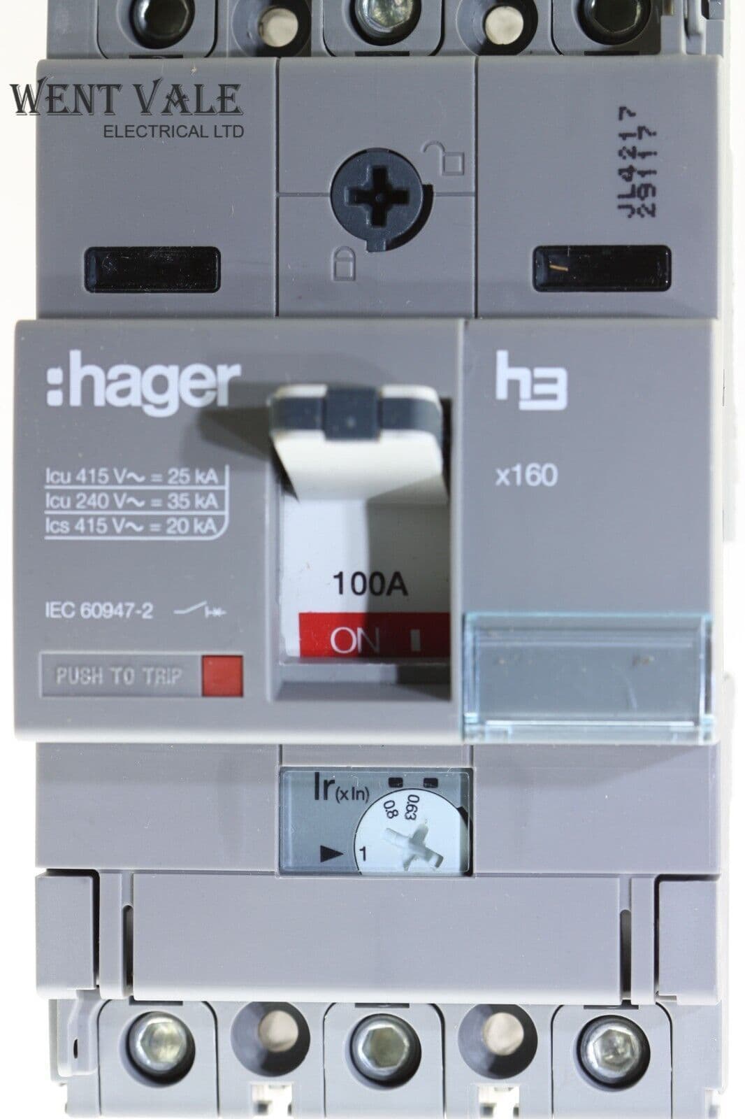 Hager H3 - HHA100U - 313077 - 100a Triple Pole MCCB New