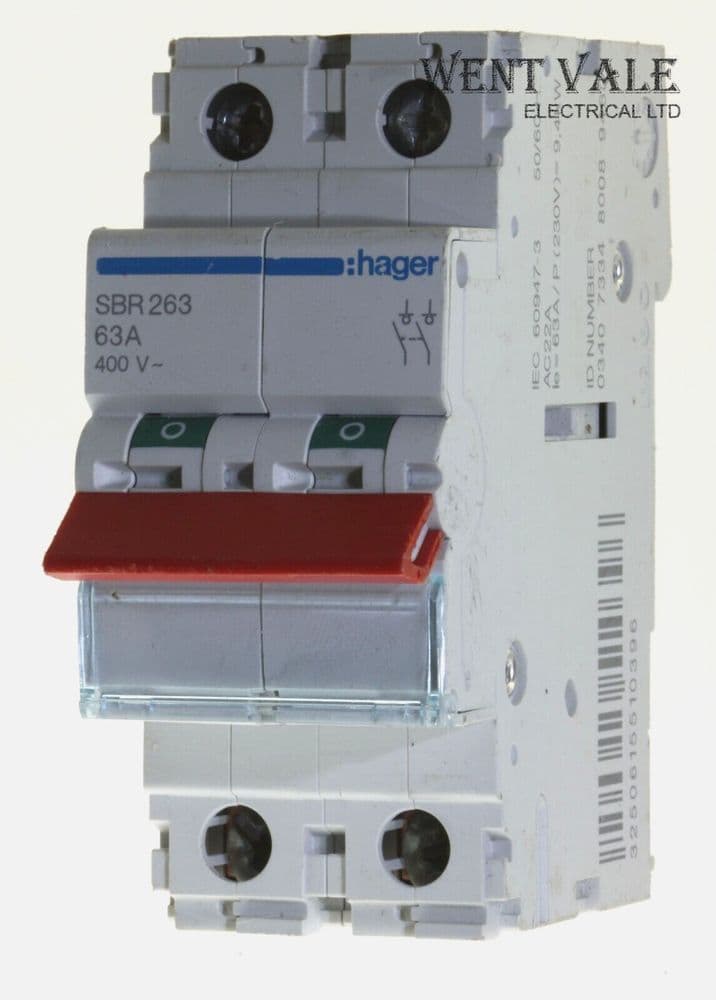Hager SBR 263 - 63a Double Pole Switch Disconnector Used