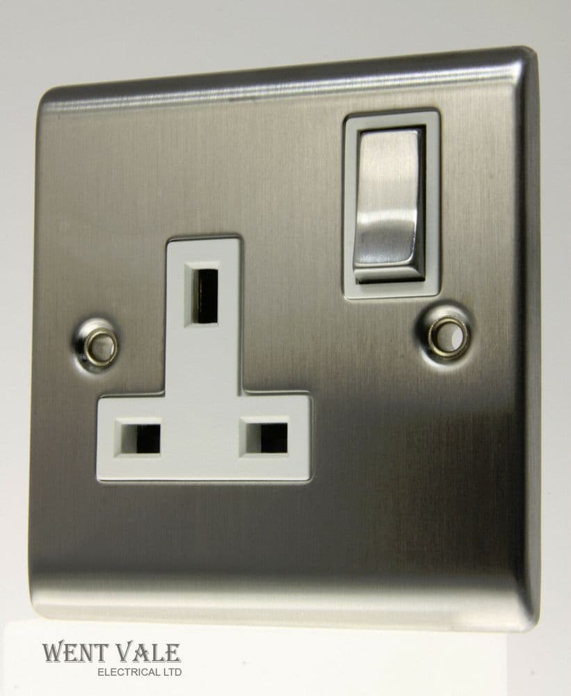Holder - WPSSO1DPSSW - 13a Satin Stainless Steel Single Socket New