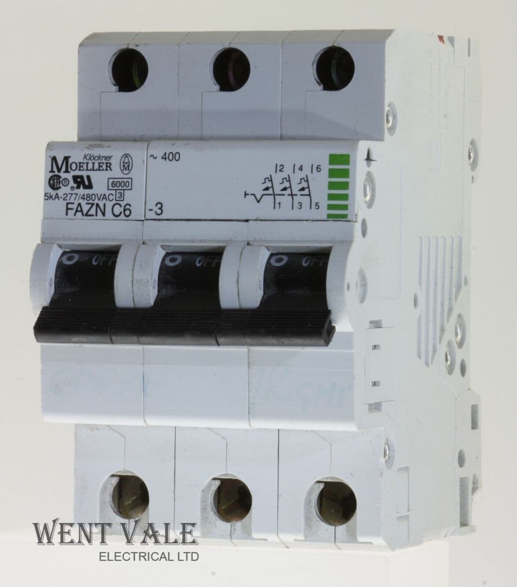 Klöckner Moeller FAZN C6-3 - 6a Type C Triple Pole MCB Used