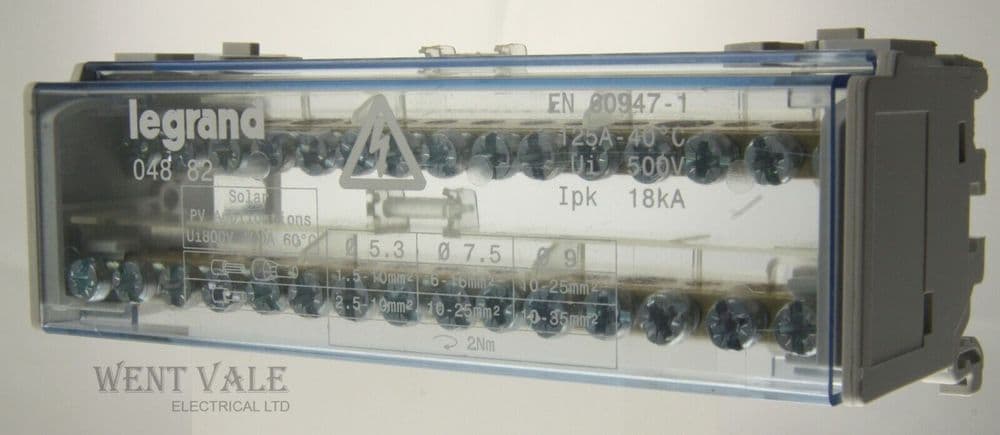 Legrand Lexic - 048 82 - 125A 2 Pole Modular Distribution Block 500 V 18 kA