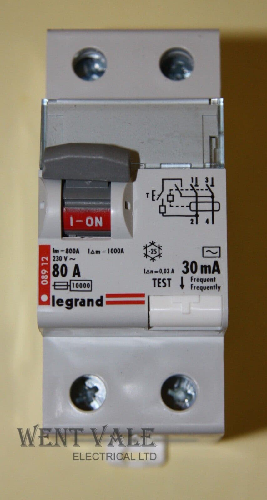 Legrand Lexic - 089 12 - 80a 30mA Double Pole AC Type RCD Used