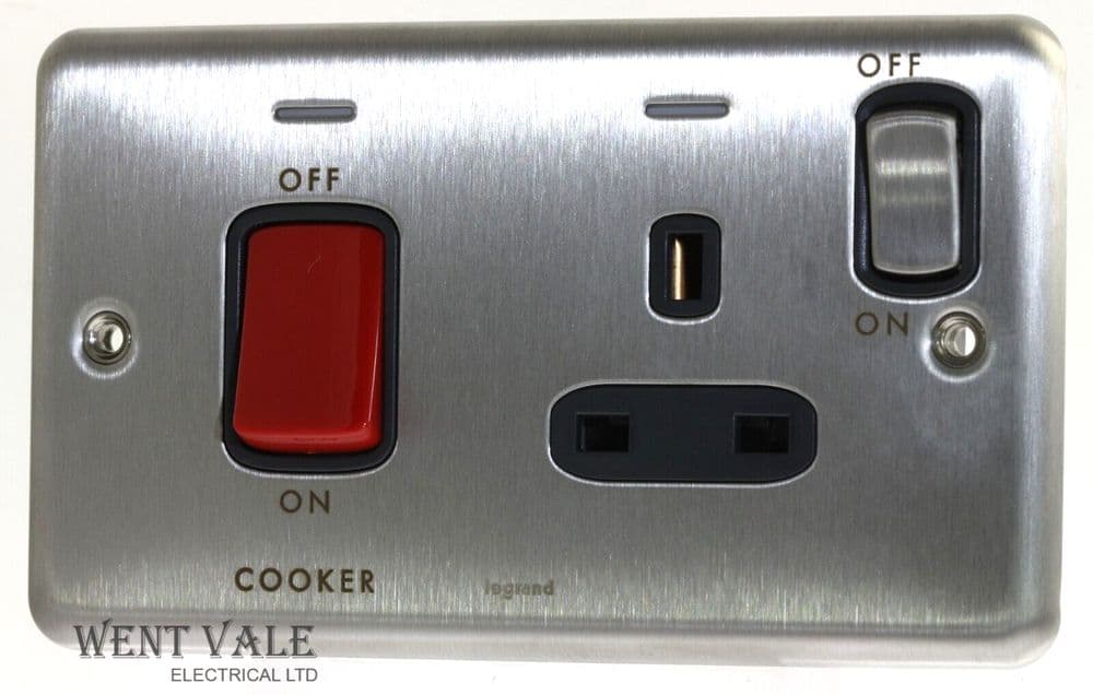 Legrand Synergy Authentic Range 8330 29 - B/Steel 45a Cooker Switch Socket