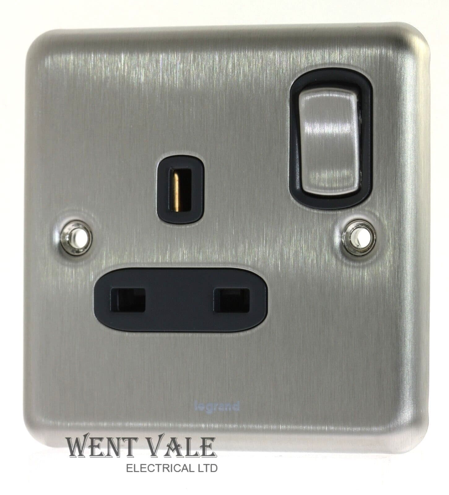 Legrand Synergy Authentic Range - 8330 60 - Brushed Steel 13a Single Socket