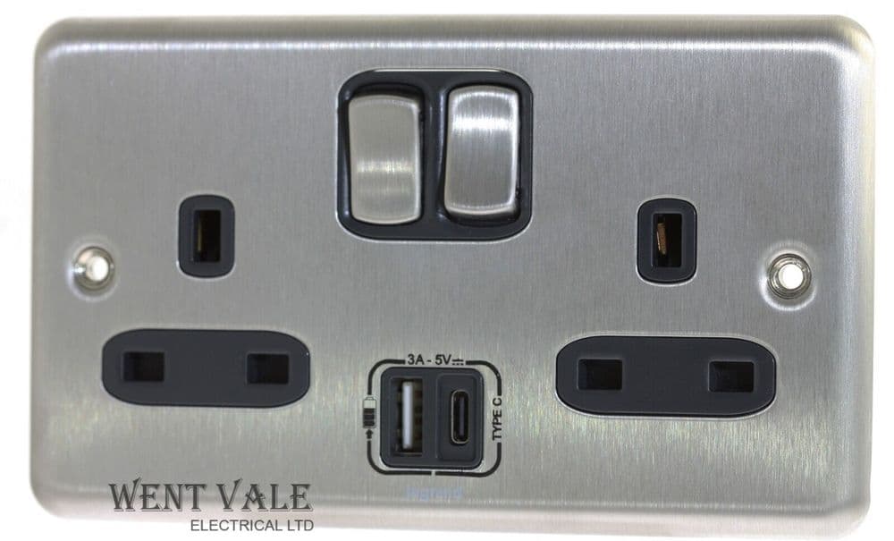 Legrand Synergy Authentic Range - 8330 79 - B/Steel 13a Twin Socket ...