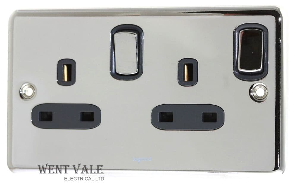 Legrand Synergy Authentic Range - 8332 70 - Polished Steel 13a Twin Socket