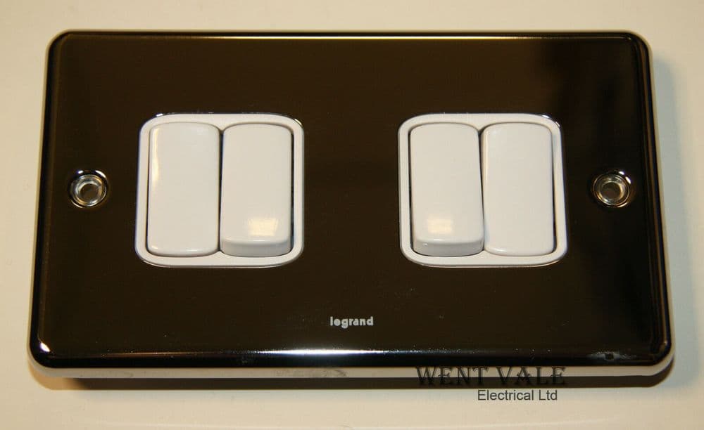 Legrand Synergy Décor - 7332 04 - Polished Steel 10a 4 Gang 2 Way ...