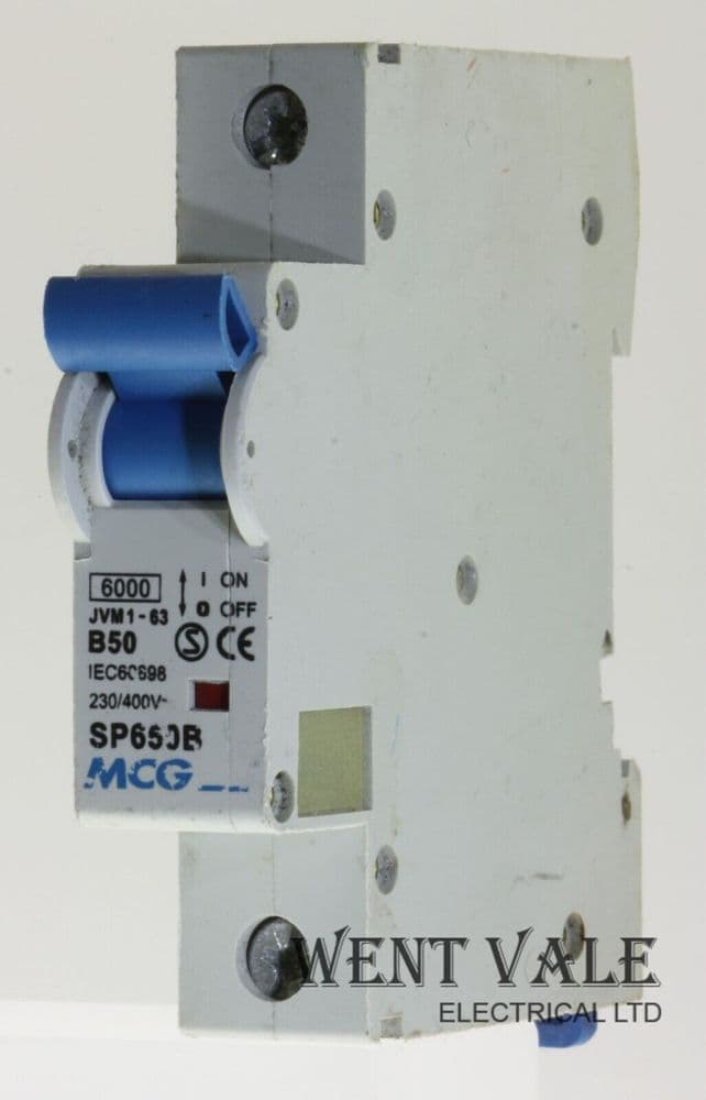 MCG JVM1 - 63 SP650B - 50a Type B Single Pole MCB Used