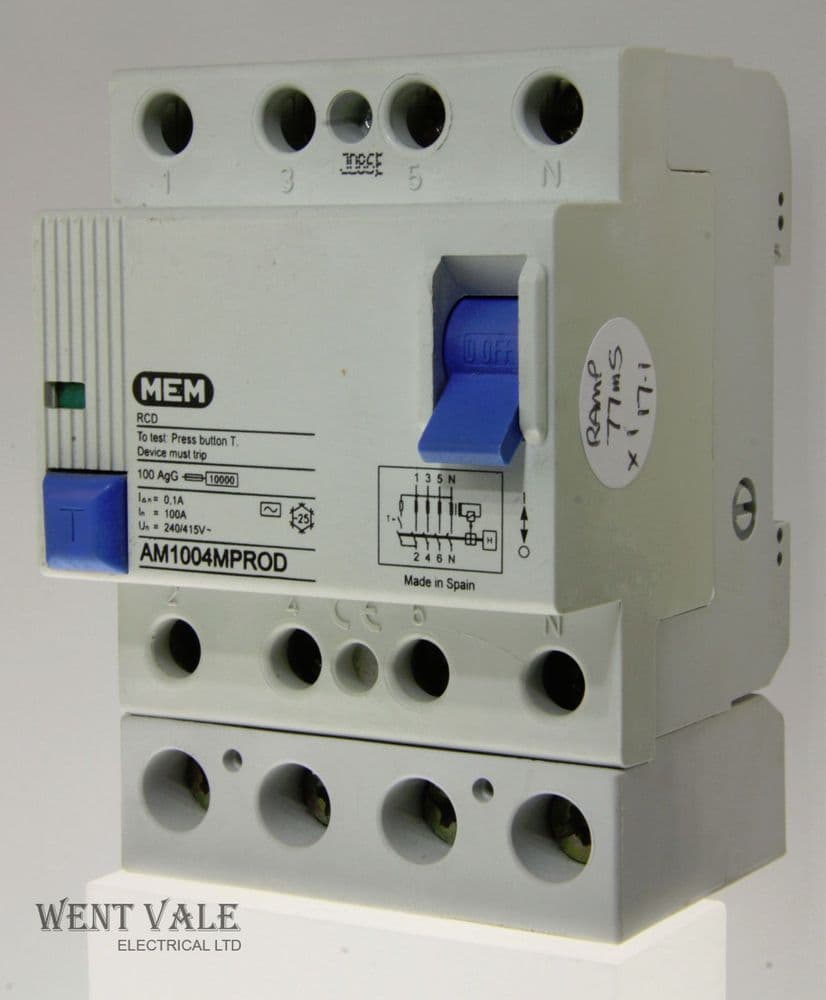 MEM AM1004MPROD - 100a 100mA Four Pole Main Incoming RCD Used