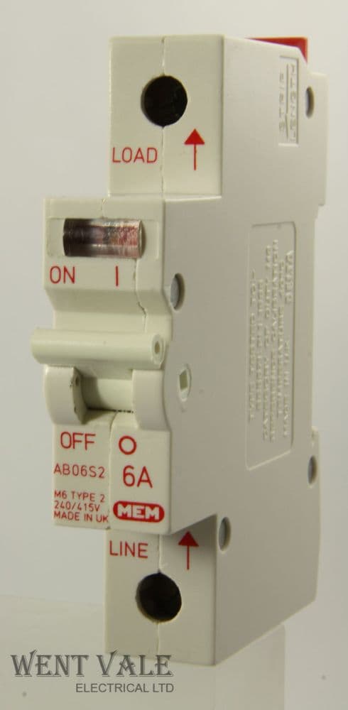 MEM/Delta 2000 - AB06S2 - 6a Type 2 Single Pole MCB Used