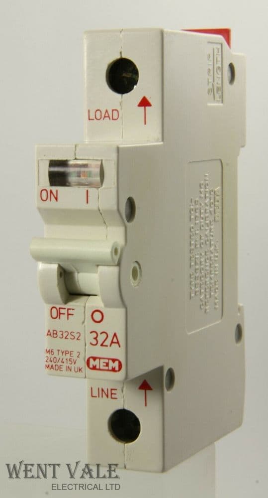 MEM/Delta 2000 - AB32S2 - 32a Type 2 Single Pole MCB Used