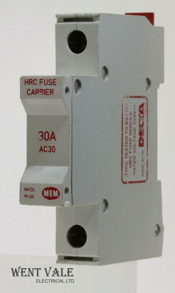 MEM/Delta - AC30 - 30a Single Pole BS 1361 Fuse Carrier and HRC Fuse Used