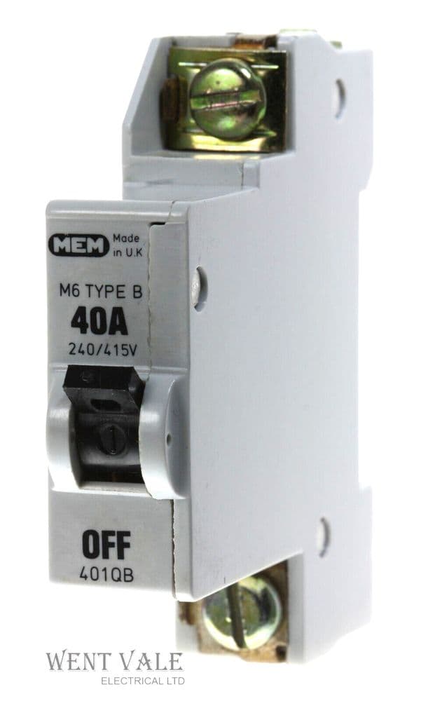 MEM Memera 21 - 401QB - 40a Type B Single Pole MCB Used