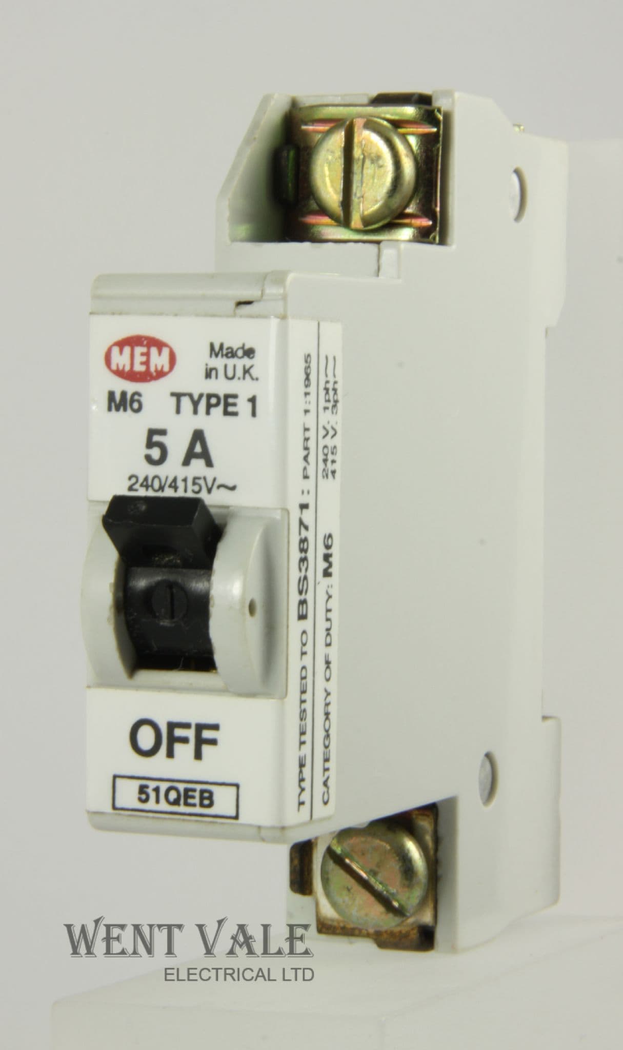 MEM Memera 21 - 51QEB - 5a Type 1 Single Pole MCB Used