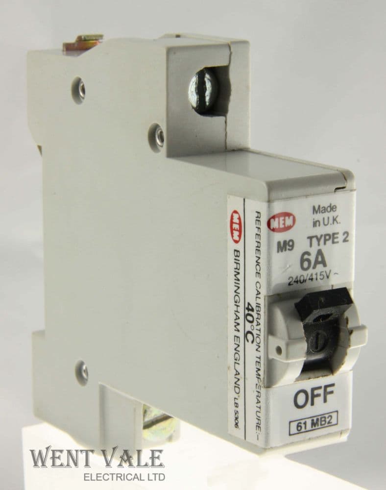 MEM Memshield 1 - 61MB2 - 6a Type 2 Single Pole MCB
