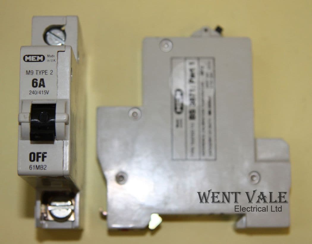 MEM Memshield 1 - 61MB2 - 6a Type 2 Single Pole MCB Un-used