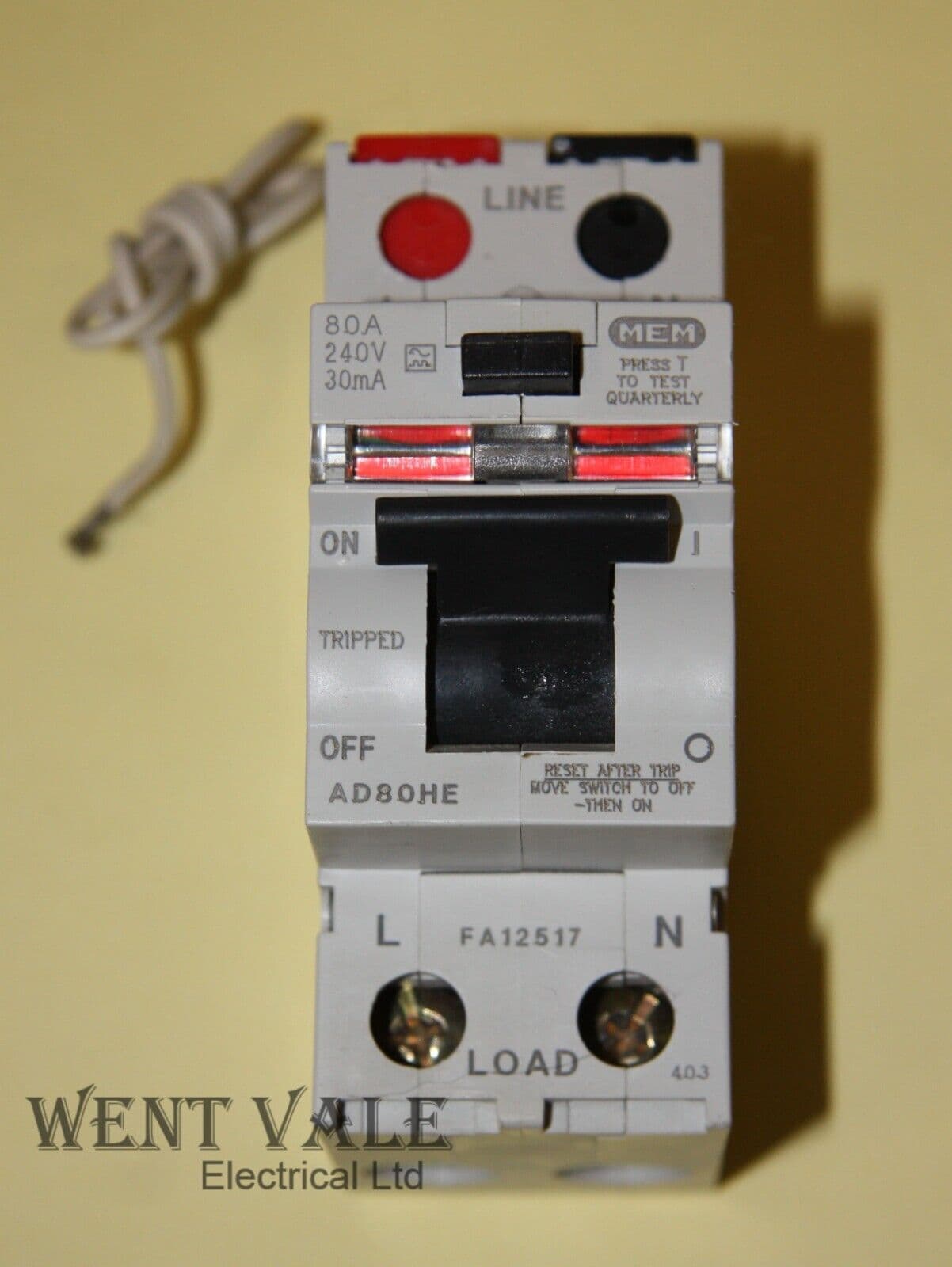 MEM Memshield 2 - AD80HE - 80a 30mA AC22B Double Pole RCCB Used