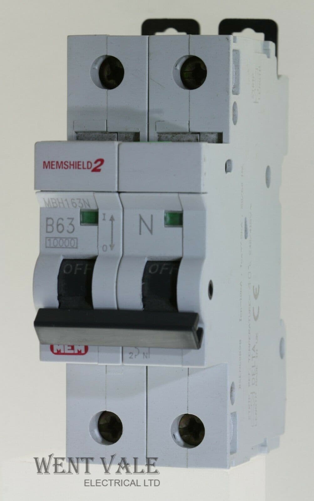 MEM Memshield 2 - MBH163N - 63a Type B Single Pole Switched Neutral MCB ...