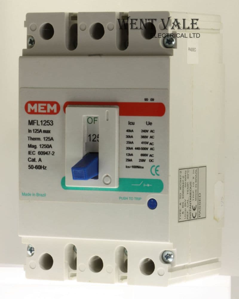 MEM Memshield 2 - MFL1253 - 125a Cat A F-Frame Triple Pole MCCB New