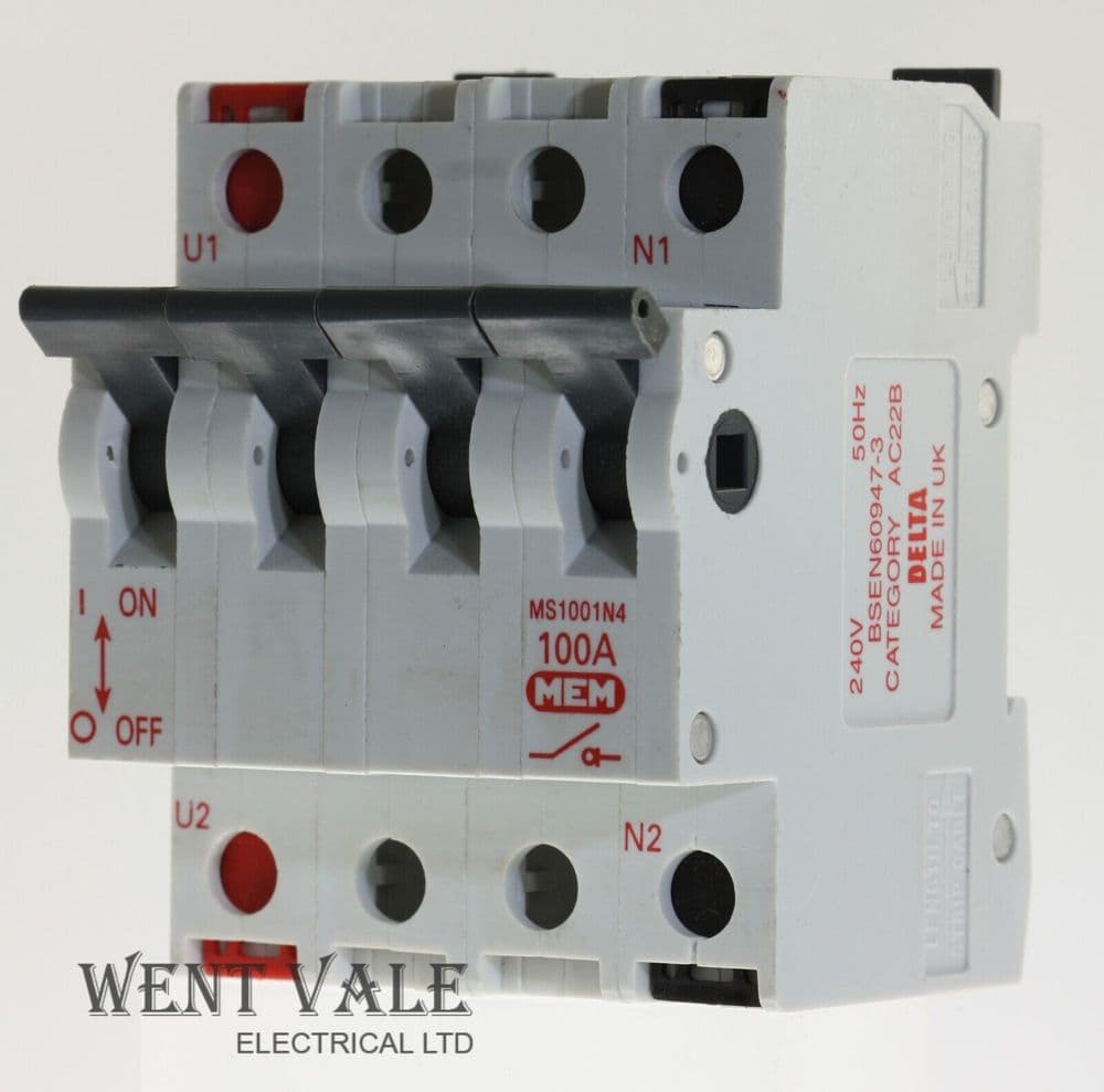 MEM Memshield 2 - MS1001N4 - 100a Four Module Double Pole Switch ...