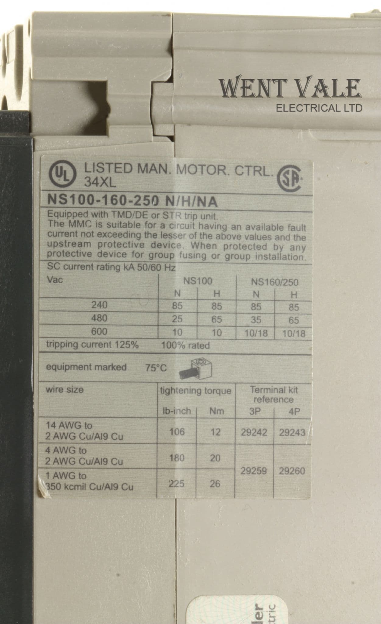 Merlin Gerin Compact - NS250N-TM250D 200 - 250a Triple Pole Panel Board ...