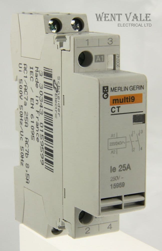 Merlin Gerin Multi 9 - 15959- CT Double Pole 25a NO Contactor 240v Coil ...