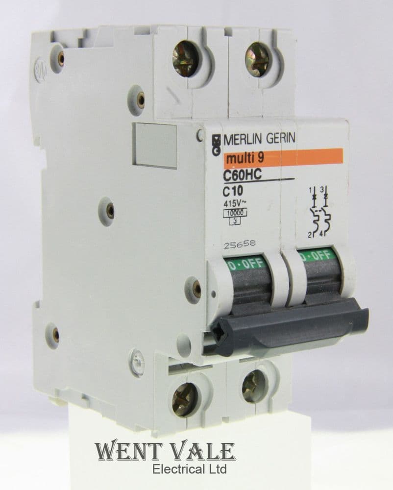Merlin Gerin - Multi 9 - 25658 - C60HC210 - 10a Type C Double Pole MCB Used
