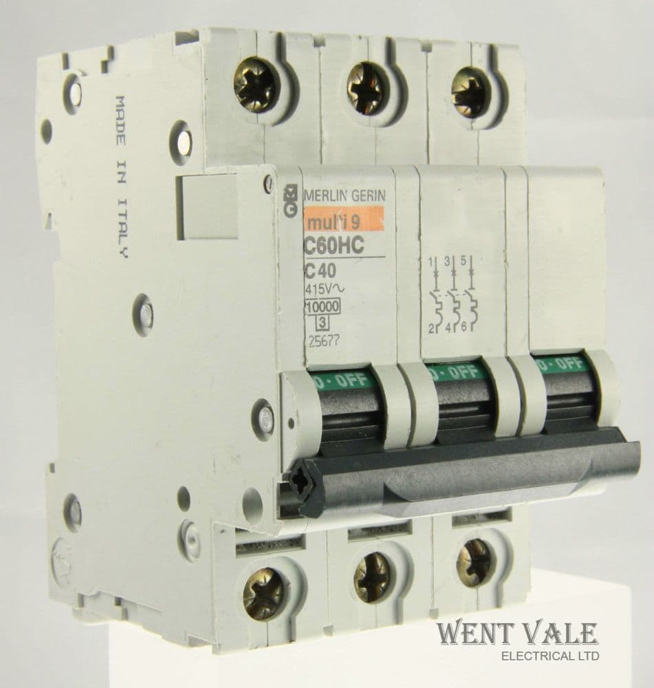 Merlin Gerin Multi 9 - 25677 - C60HC340 - 40a Type C Triple Pole MCB Used