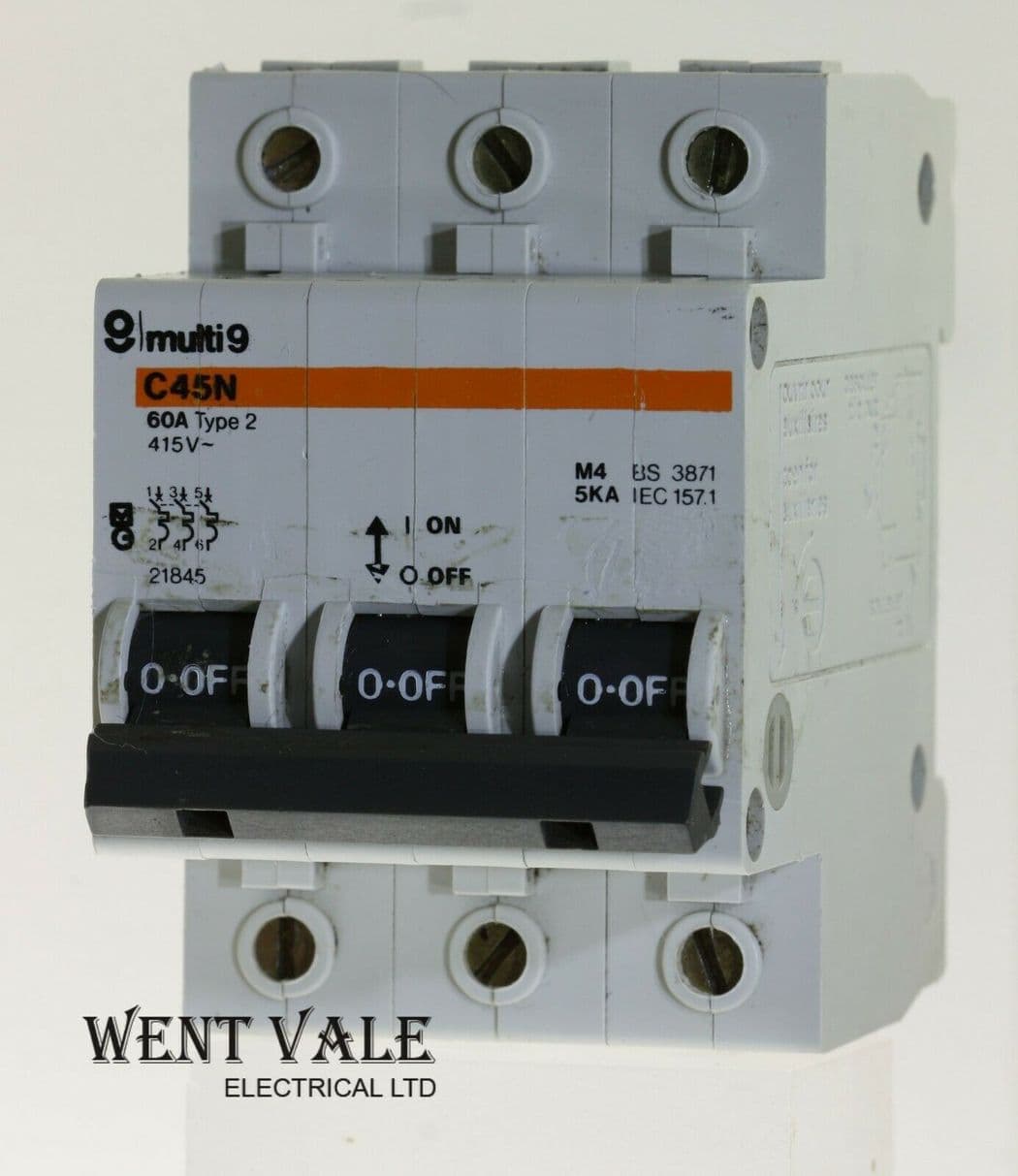 Merlin Gerin Multi 9 - C45N - 60a Type 2 Triple Pole MCB Used