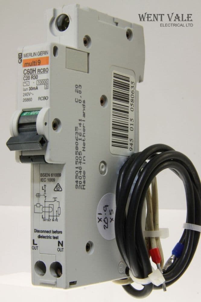 Merlin Gerin Multi 9 - C60HC20R30 - 20a 30mA Type C - AC Rated RCBO New