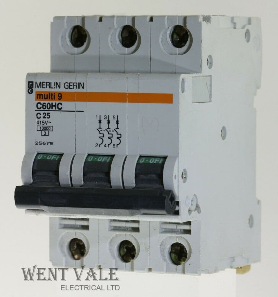 Merlin Gerin Multi 9 - C60HC325 - 25a Type C Triple Pole MCB Used