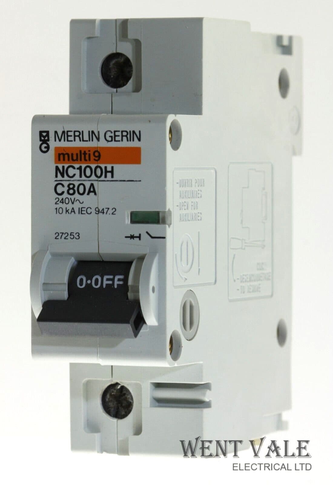 Merlin Gerin Multi 9 - NC100HC180 - 27253 - 80a Type C Single Pole MCB New