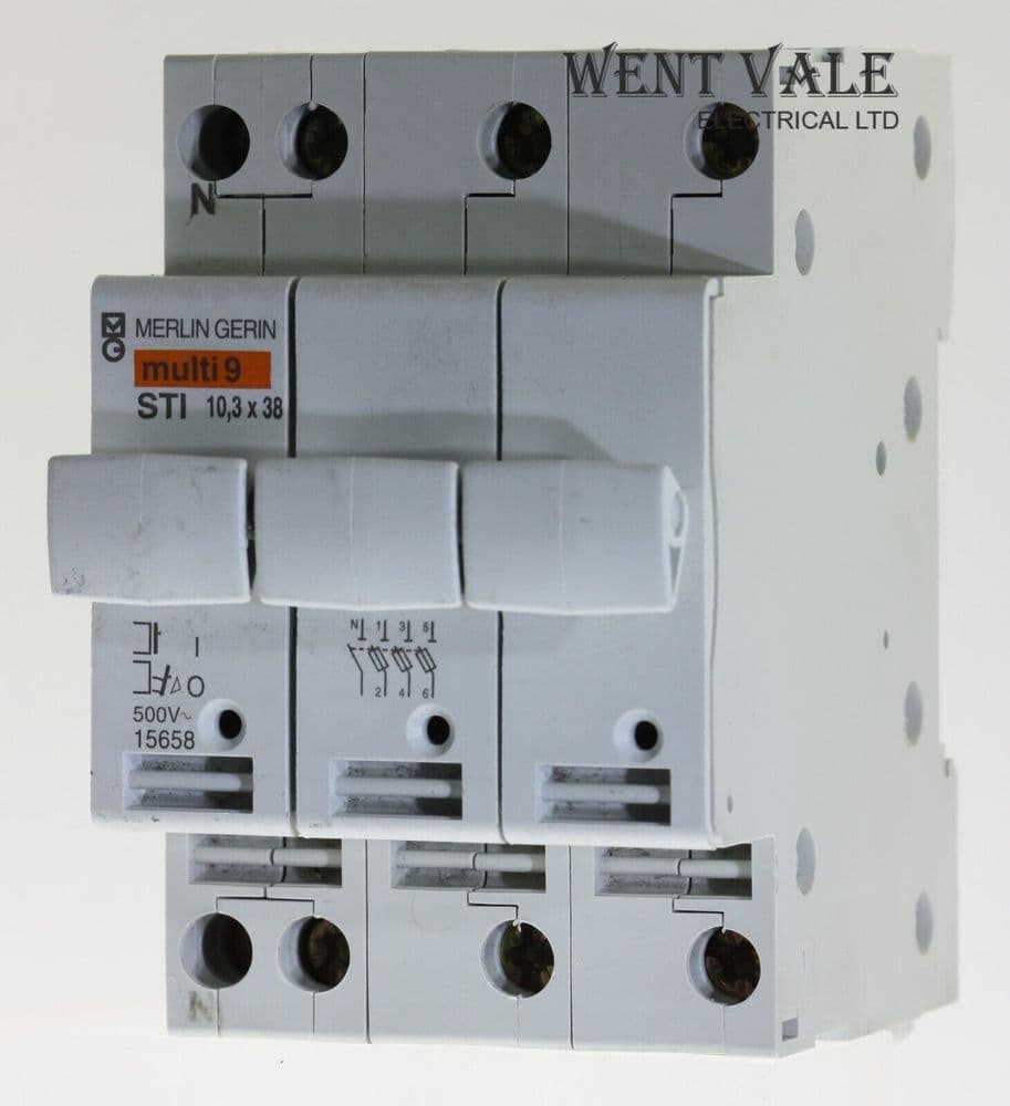 Merlin Gerin STI-15658 - 32a max 10 3 x 38mm Cartridge Fuse Holder Neutral