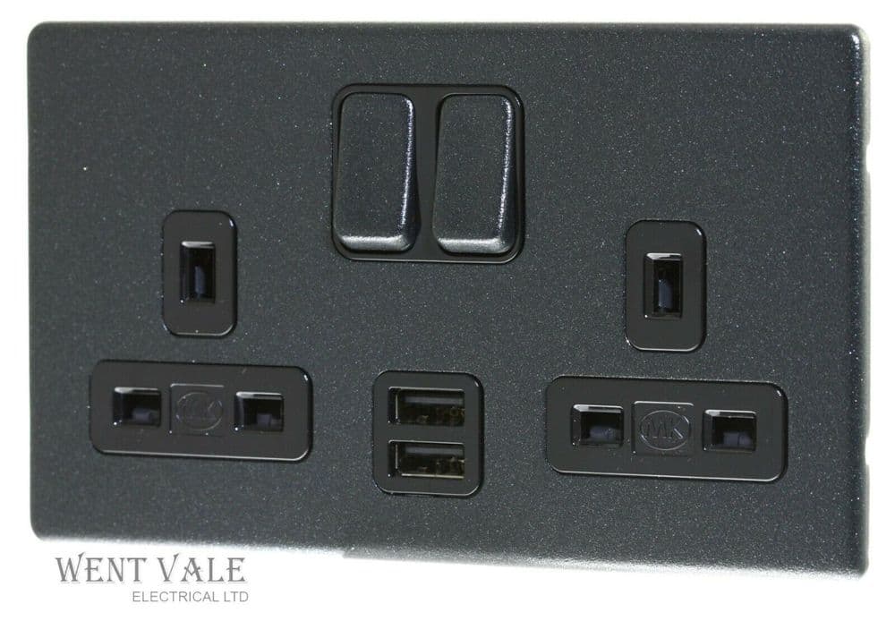 MK Aspect Range - K24343 LBK B - 13a 2g Double Pole Switched Socket 2 ...