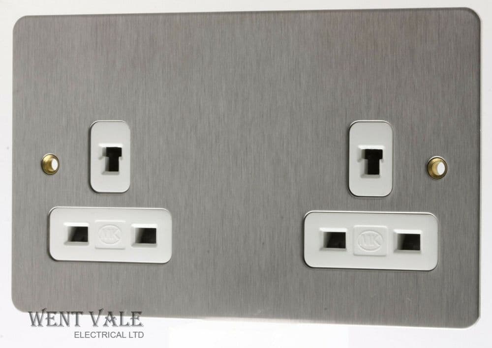 MK Edge - K14239 BSS W - 13a Non-Standard Twin Un-switched Socket New