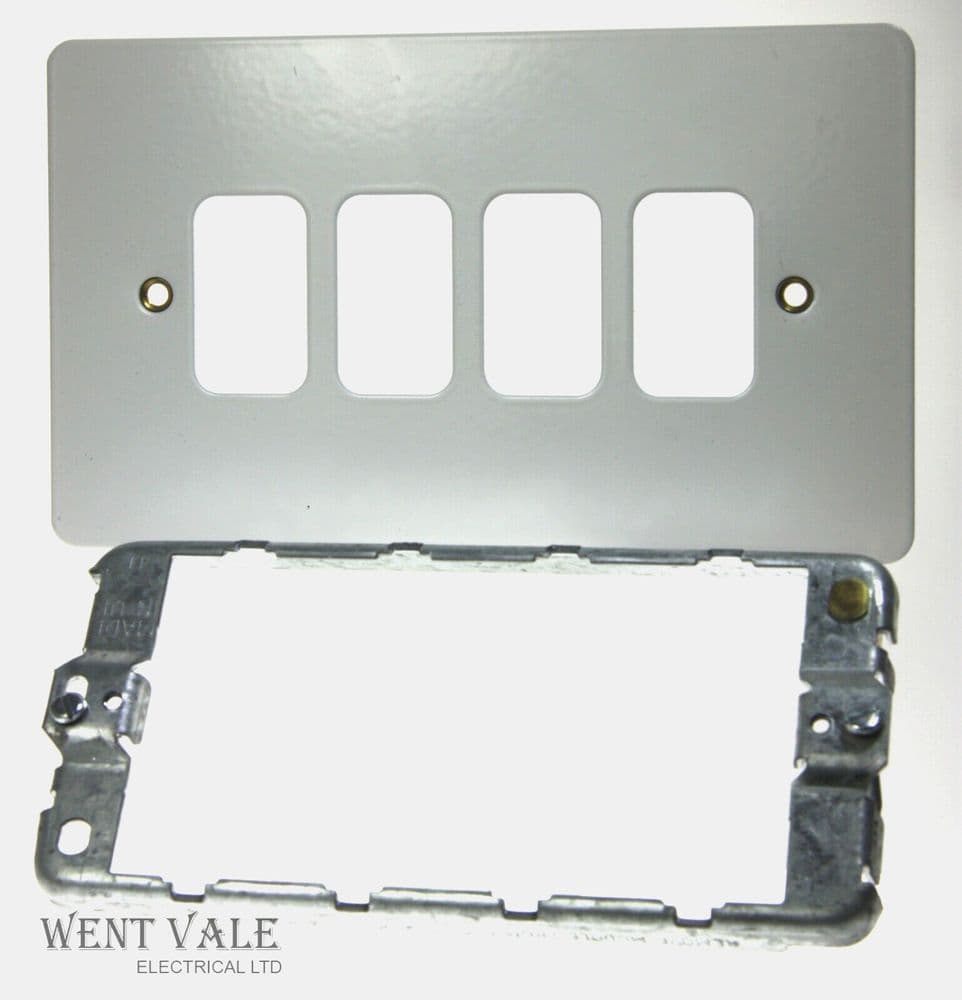 MK Edge - K14334 WHI - 4 Module Face Plate and Yoke For Grid Switch ...