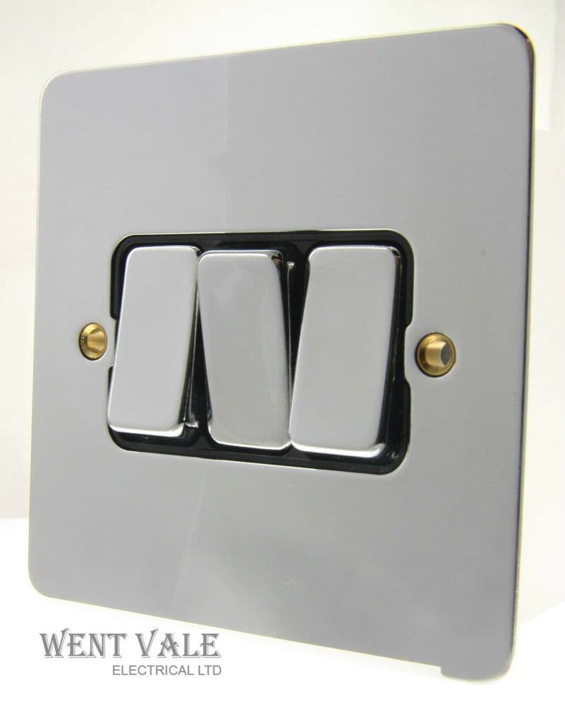 MK Edge - K14373 POC B - 10a 3 Gang 2 Way Switch in Polished Chrome New