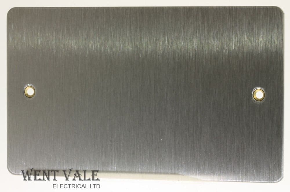 MK Edge Range - K14329 BSS - Two Gang Blank Plate in Brushed Steel Finish
