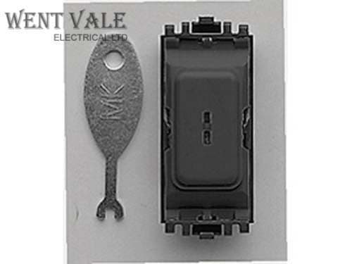 MK Grid Plus - K4917 BLK - 20a Double Pole 1 Way Key Switch Module Used