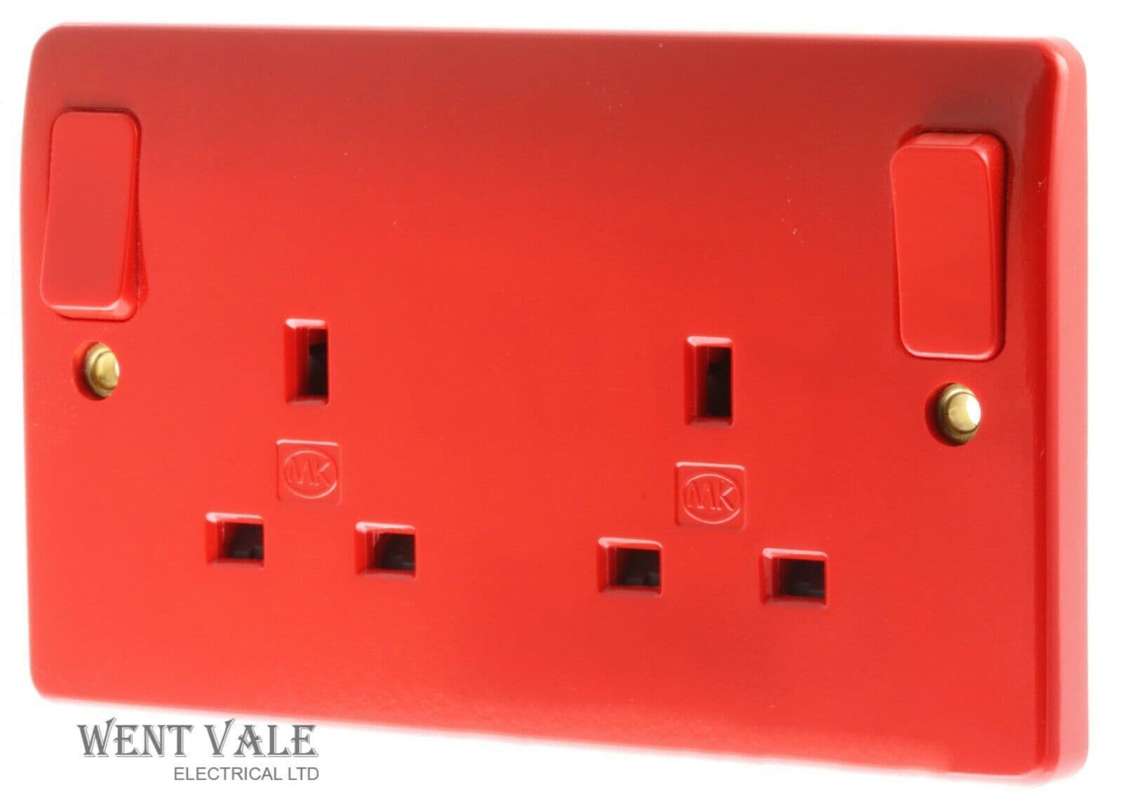MK Logic Plus - K2746D1 RED - 13a Red Twin Switched Socket With ...