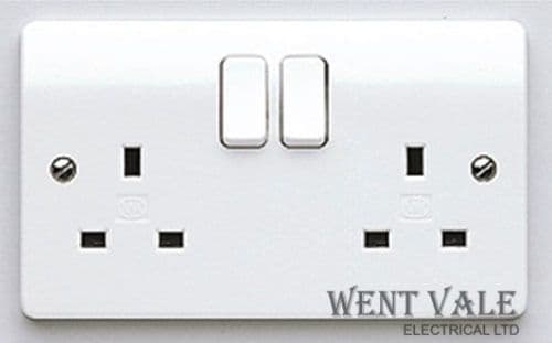 MK Logic Plus - K2747 WHI - 13a Twin Double Pole Switched Socket New