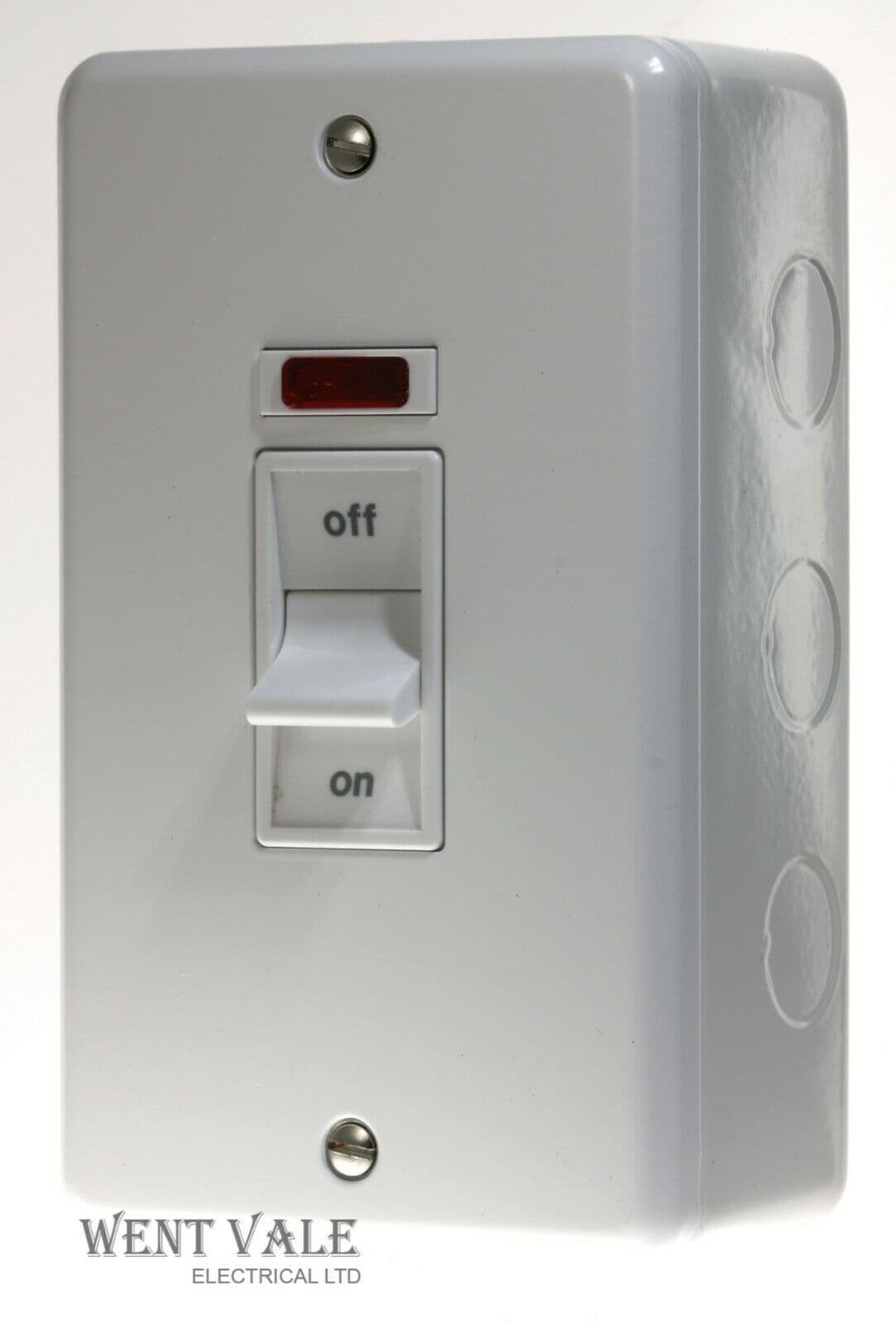 MK Logic Plus - K5230 WHI - 50a Metal Surface Mounted Double Pole ...