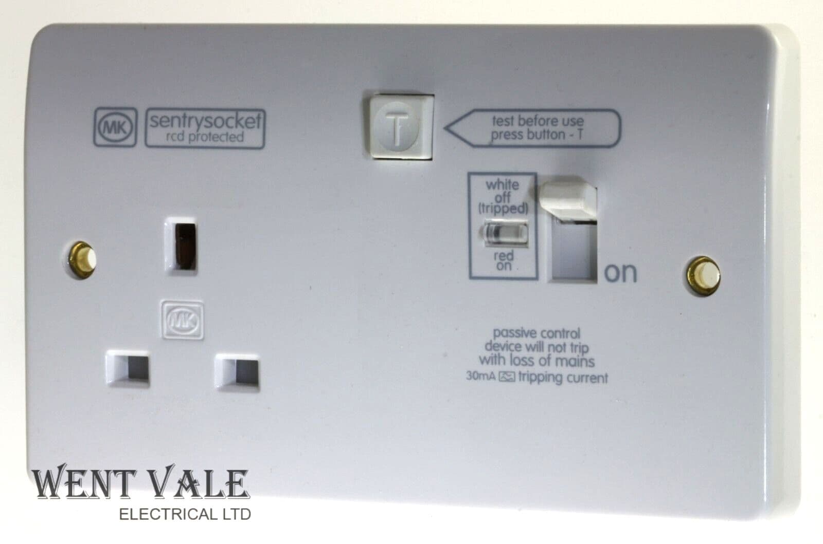 MK Logic Plus - K6303 WHI - 13a 30mA Single Passive Switched RCD Sentry ...