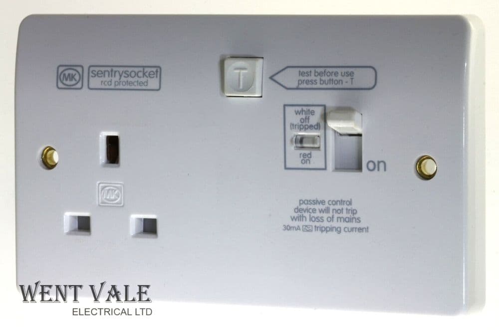 MK Logic Plus - K6303 WHI - 13a 30mA Single Passive Switched RCD Sentry ...