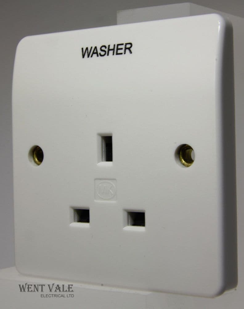 MK Logic Plus - K780WHI-WR - Single Unswitched Socket Marked "Washer"