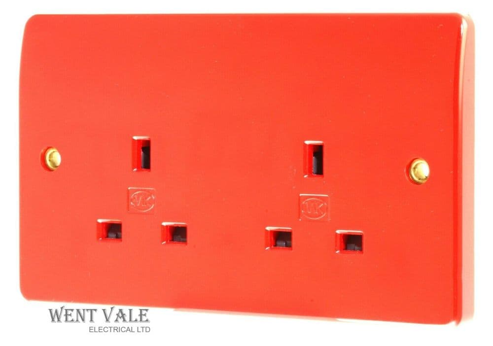 MK Logic Plus - K781 RED - 13a Red Twin Unswitched Socket