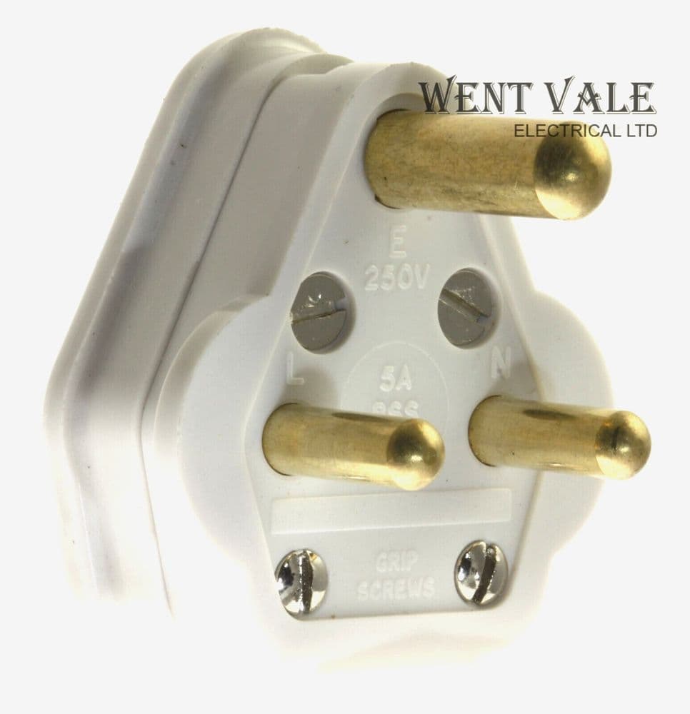 MK Plugs and Adaptors - 505 WHI - 5a Round Pin Plug New
