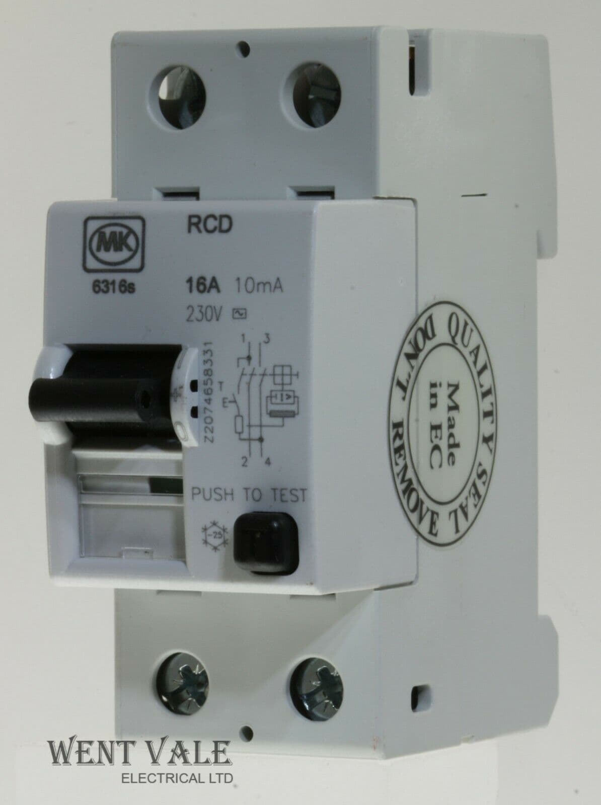 MK Sentry - 6316s - 16a 10mA Double Pole RCD Unused