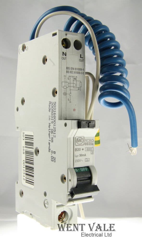 MK Sentry - 6935s - 20 30mA Type B Single Pole RCBO New In Box