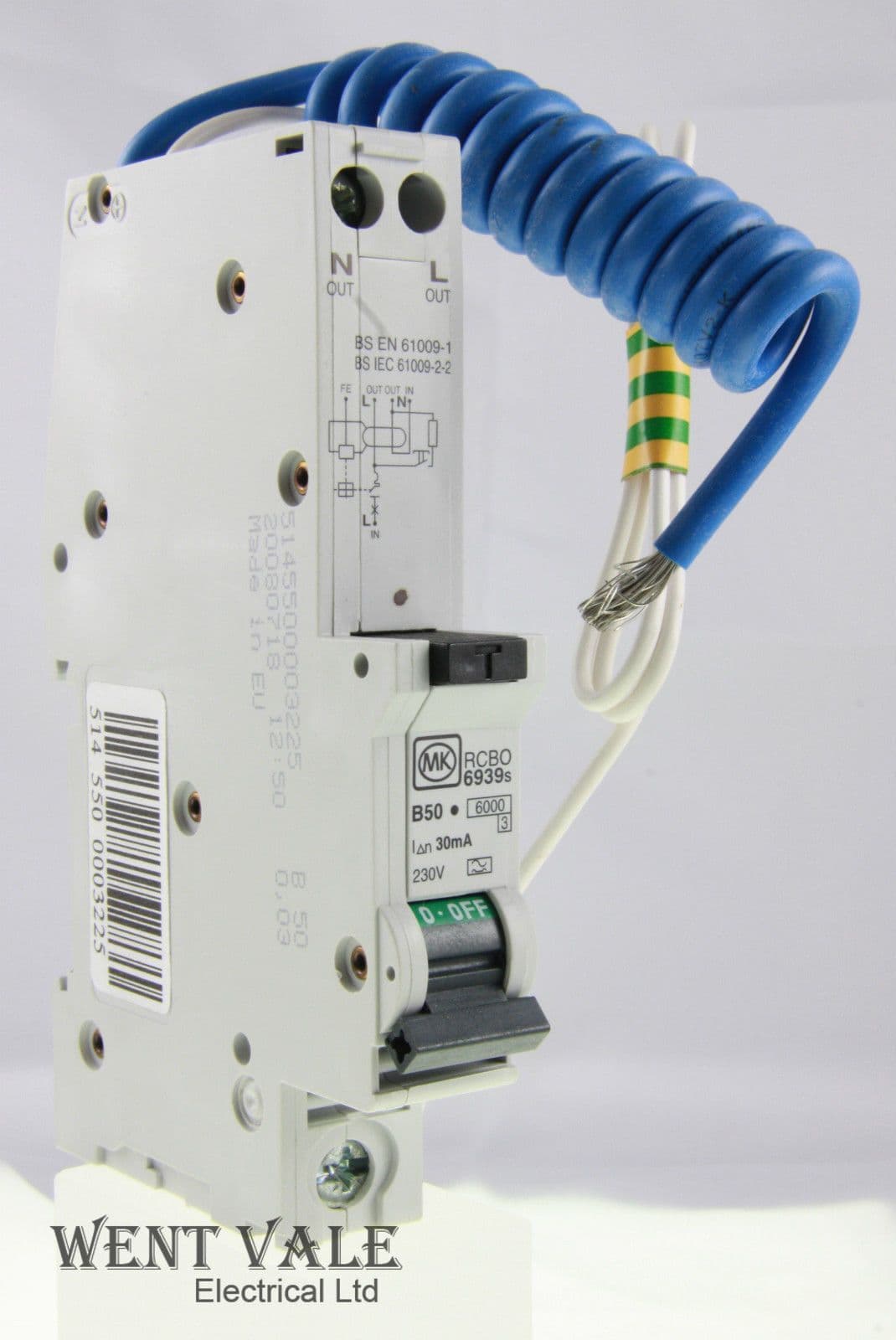 MK Sentry 6939s - 50a 30mA Type B Single Pole RCBO New in Box